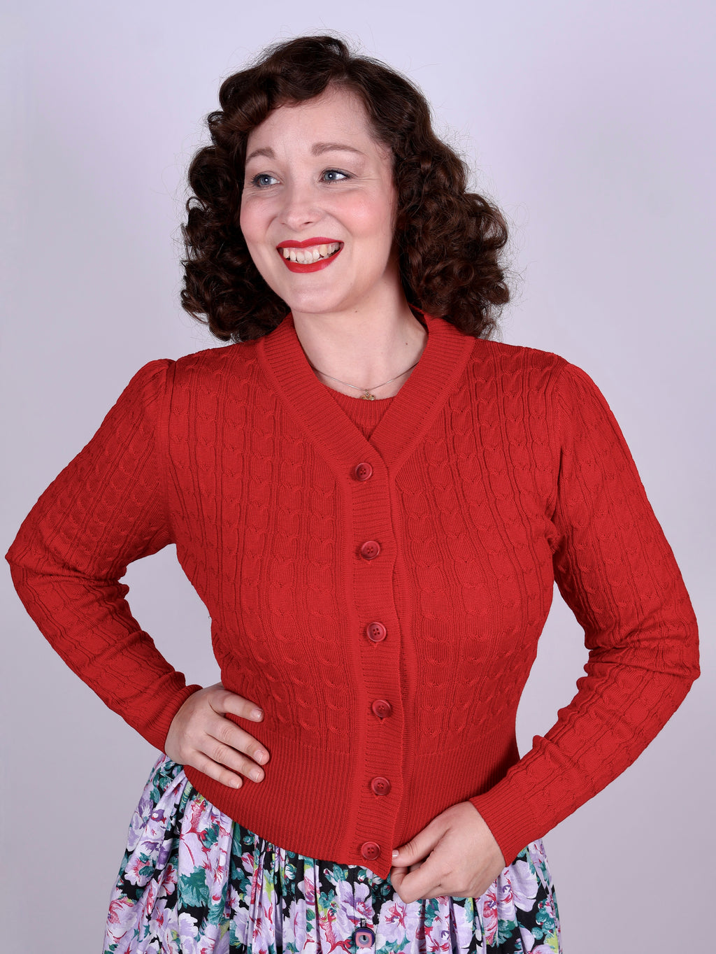 1940s style Cardigan - Red - Joanne – memery