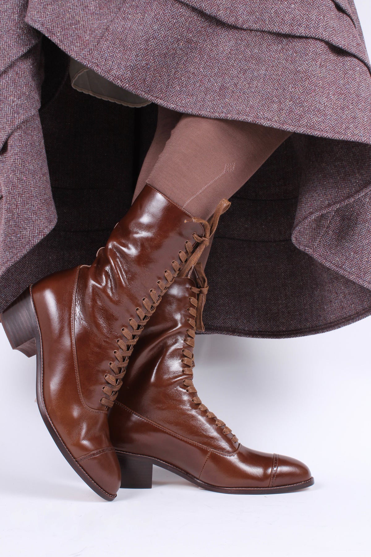 Edwardian everyday walking boot, 1910 - Brown - Alice – memery