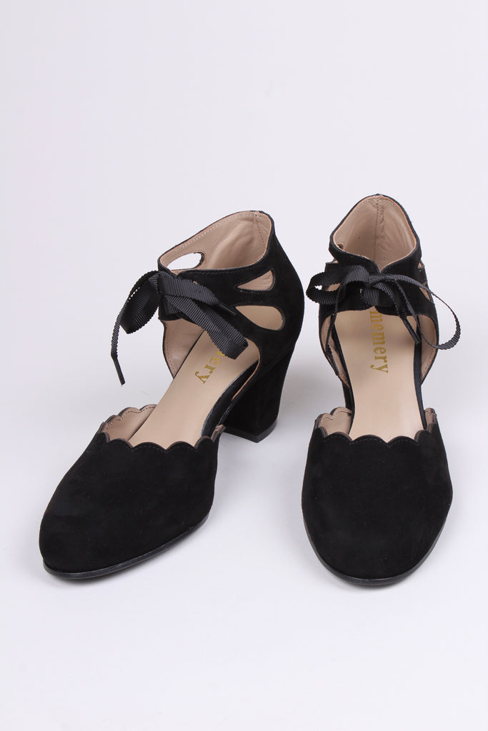 40's vintage style pumps in suede - Black - Alma – memery