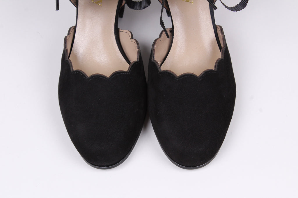 40's vintage style pumps in suede - Black - Alma – memery