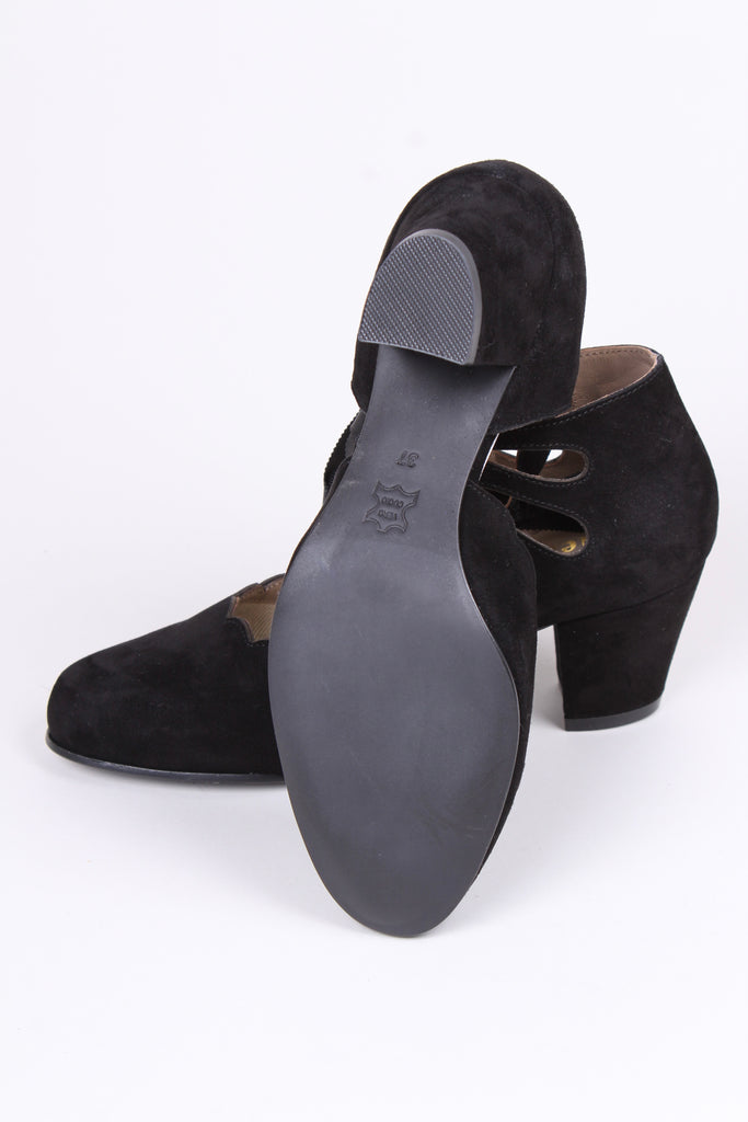 40's vintage style pumps in suede - Black - Alma – memery